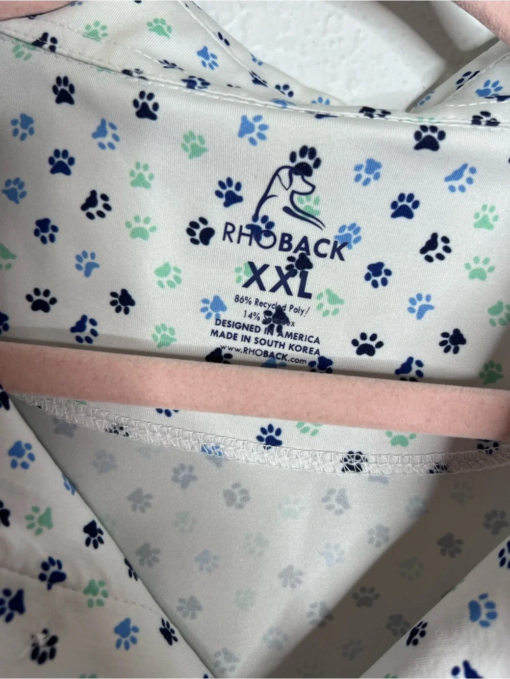 Rhoback | Shirts | Rhoback Polo Shirt Mens Xxl White Dog Puppy Paw ...